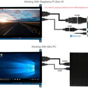 for Raspberry Pi 7inch HDMI LCD (C) Rev4.1, 7" 1024×600 Capacitive Touch Screen IPS Display Monitor for Raspberry Pi 4B/3B+/3B/2B/B+/A+/Zero W/WH/BeagleBone Black/Banana Pi, PC Windows 10/8.1/8/7