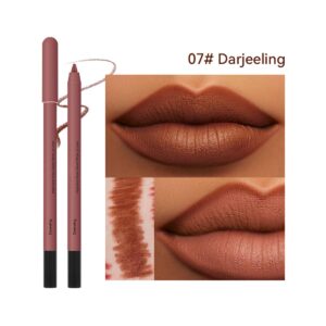 KISSIO Lip Liner,Creamy Lip Liner Pencil,Long Lasting Lip Liner with Sharpener,Matte Finish,Smooth and Soft,Non-Dry,Easy to Use,Cruelty free,0.02 oz,07 Daejeeling