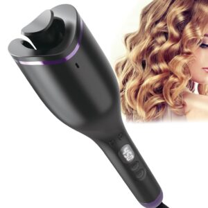 upgrade automatic hair curler,bejarm rotating curling iron with 1" large barrel ideal for mid length to longer hair, auto curling wand with anti-scald