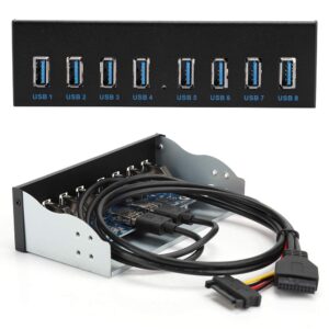 Front Panel USB 3.0 Hub 8 Port,19 Pin to 8 Port USB 3.0 Hub for PC, 8 Ports Hub Optical Drive Extension Front Panel Adapter for PC Computer Case Front Bay