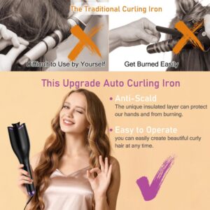 Upgrade Automatic Hair Curler,BEJARM Rotating Curling Iron with 1" Large Barrel Ideal for Mid Length to Longer Hair, Auto Curling Wand with Anti-Scald