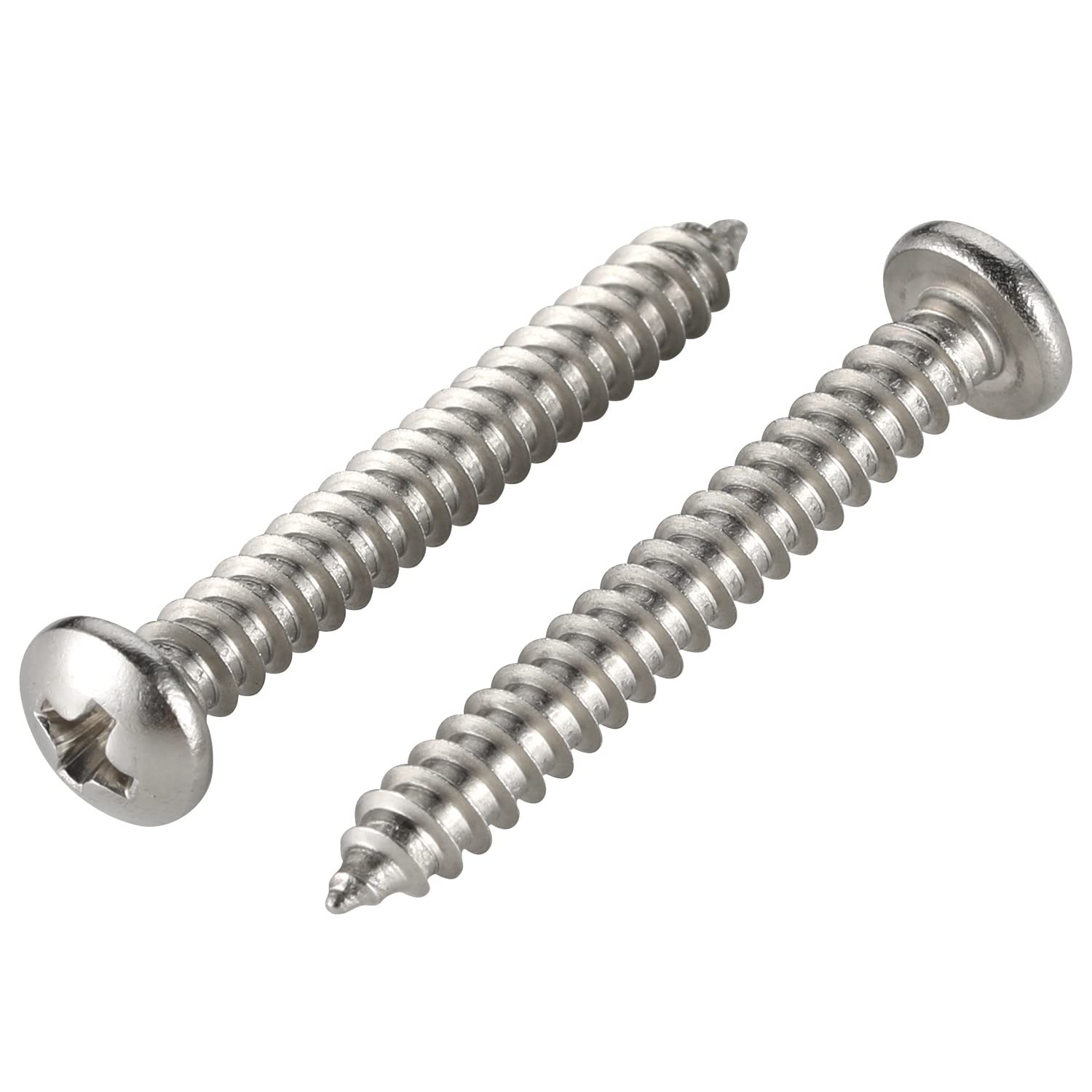 #8 x 2 Pan Head Self Tapping Screw, Pan Head Sheet Metal Screws Wood Screws, Stainless Steel 304 (18-8), 50 Pack