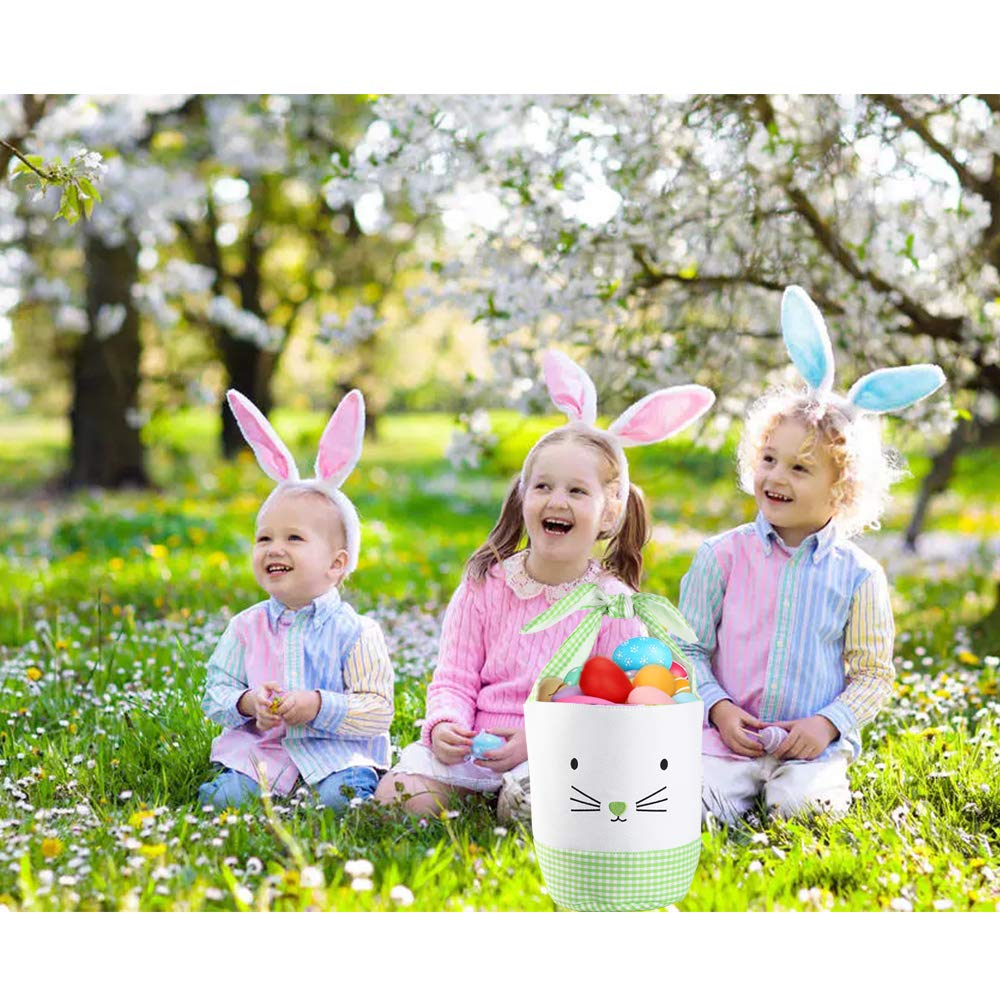 Easter Bunny Basket Bags Rabbit Canvas Toys Bucket Tote Storage Gifts Candies Handbag for Kids