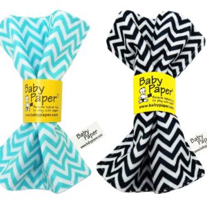 Baby Paper Original Crinkle Sensory Toy | Black and White Zig Zag and Turquoise Zig Zag 2-Pack | Crinkle Paper for Babies | Sensory Baby Toys