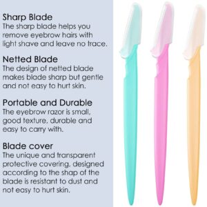 18Pcs Eyebrow Razor Multipurpose Exfoliating Dermaplaning Tool Trimming and Shaving Grooming Eyebrow Face Razor and Eyebrow Shaper for Women 3 Colors