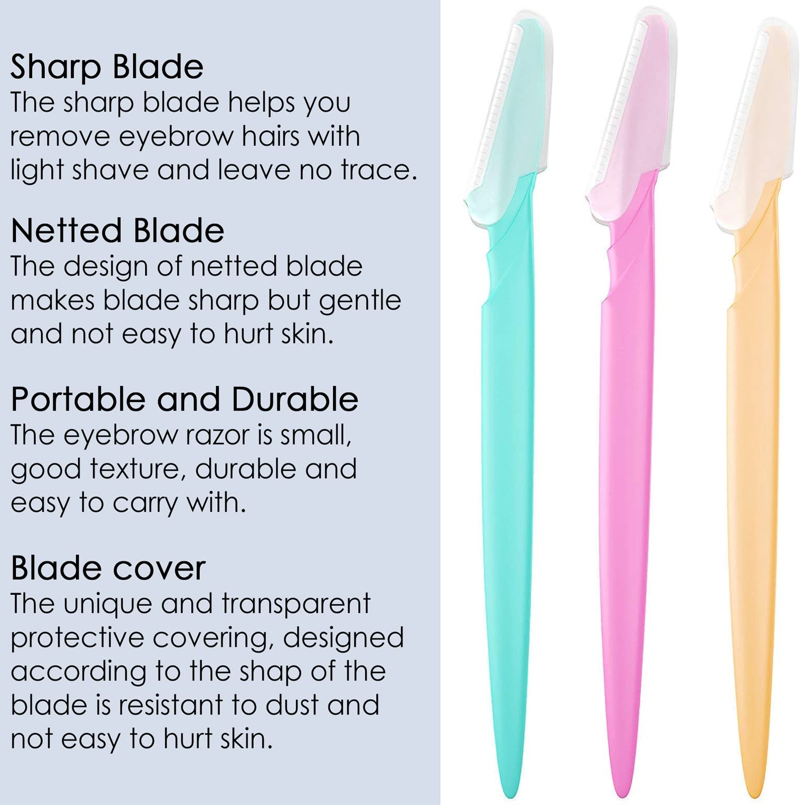 18Pcs Eyebrow Razor Multipurpose Exfoliating Dermaplaning Tool Trimming and Shaving Grooming Eyebrow Face Razor and Eyebrow Shaper for Women 3 Colors