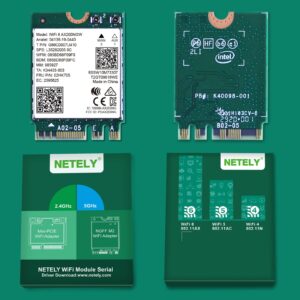 NETELY 802.11AX WiFi 6 AX200NGW MGFF M2 Interface WiFi Adapter with Bluetooth 5.0, WiFi 6 3000Mbps Speed, 2.4GHz 574Mbps & 5GHz 2400Mbps, Intel WiFi 6 AX200NGW WiFi Card (WiFi 6 AX200NGW)