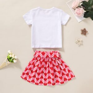 YOUNGER TREE Toddler Baby Girl Valentine's Day Outfit Heart T-shirt Tops and A-line Skirt Sets Kids 2Pcs Fashion Clothes (Heart print, 3T-4T)