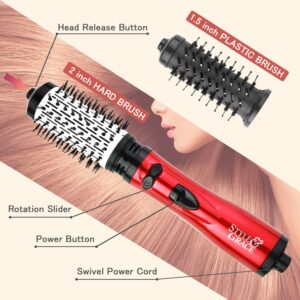 Hot Air Brush Styler and Dryer,Rotating Hair Dryer Brush for Salon at Home,2-in-1 Electric Rotating Hair Curlyer Comb for Stylish Vibrant Curly Hair (Red)…