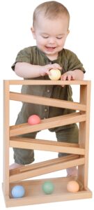 montessori ball tracker wooden ball drop - wood toys for 3 year old - educational toy for baby and toddler - ball ramp maze run track - baby ball drop toy - first birthday gift 18 months