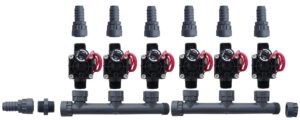 hunter pgv101-mm dura manifold valve kit with flow control - barb pgv101g (6 zone)