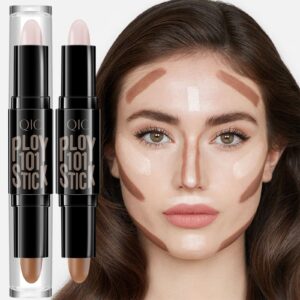 highlight contour stick, 2 in 1 makeup shading stick, face highlighters sticks, concealer contour highlighter stick,cruelty free makeup,double-end face concealer contouring sticks cream (02)