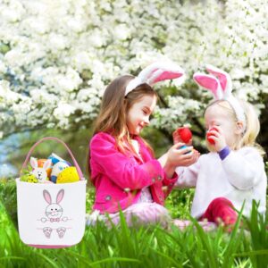 Easter Bunny Basket Bags Rabbit Canvas Toys Bucket Tote Storage Gifts Candies Handbag for Kids