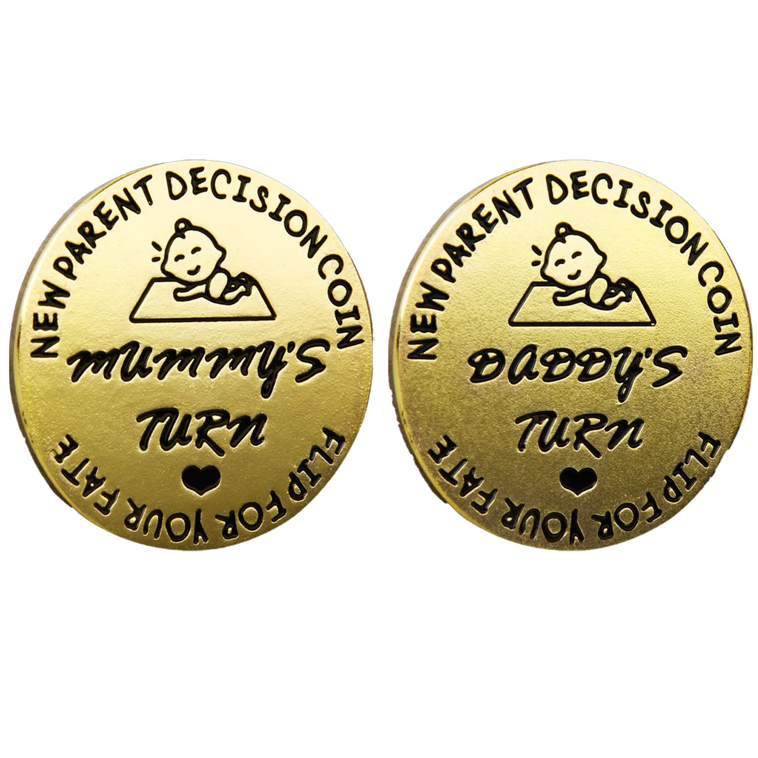 New Baby Gifts for Parents,Double-Sided Decision Coin Gift for New Mom and Dad,Funny Baby Shower Gifts for Couple,Gifts for Pregnant Women as Mother's Day,Father's Day，G-Gold