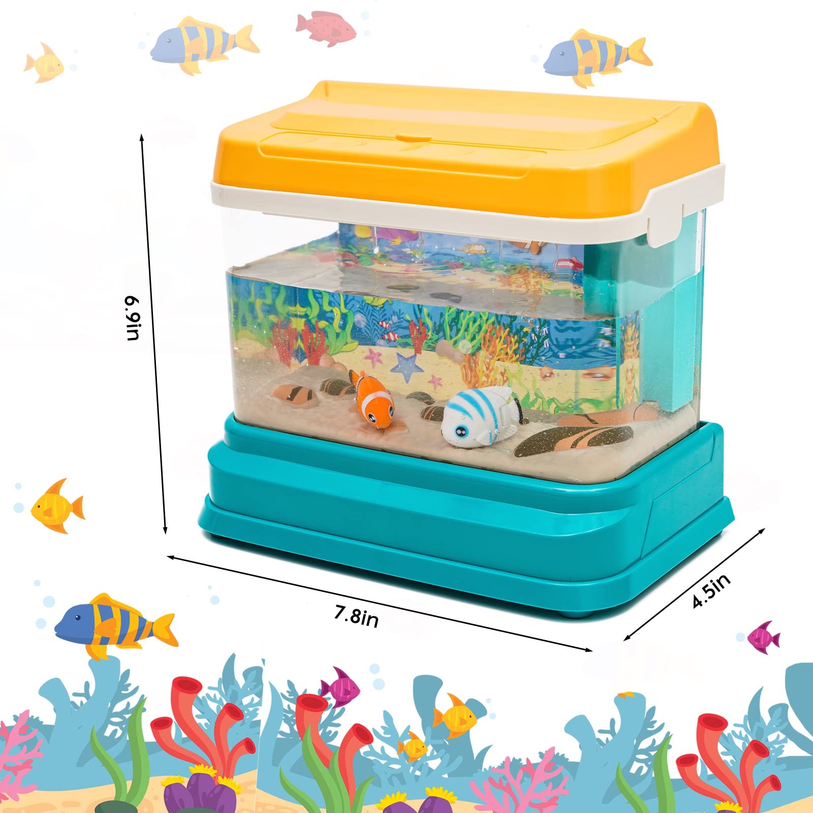 Aquarium Fishing Toy for Kids, Fishing Game Toy for Toddlers with Light and Music, Mini Kids Aquarium Toy Gift for Boys and Girls