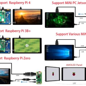 5.5inch Capacitive Touch AMOLED Display, 1080x1920 Pixel LCD Screen with Toughened Glass Cover, Support Raspberry Pi Raspberry Pi 4B/3B+/3B/2B/Zero/Zero W/Jetson Nano/Windows 11 /10 /8.1 /8 /7