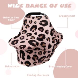 Stretchy Baby Car Seat Cover Baby Car Seat Canopy Nursing Cover Carseat Canopy for Babies Breastfeeding and Car Seat Multi Use Shopping Cart High Chair Cover (Leopard Style)