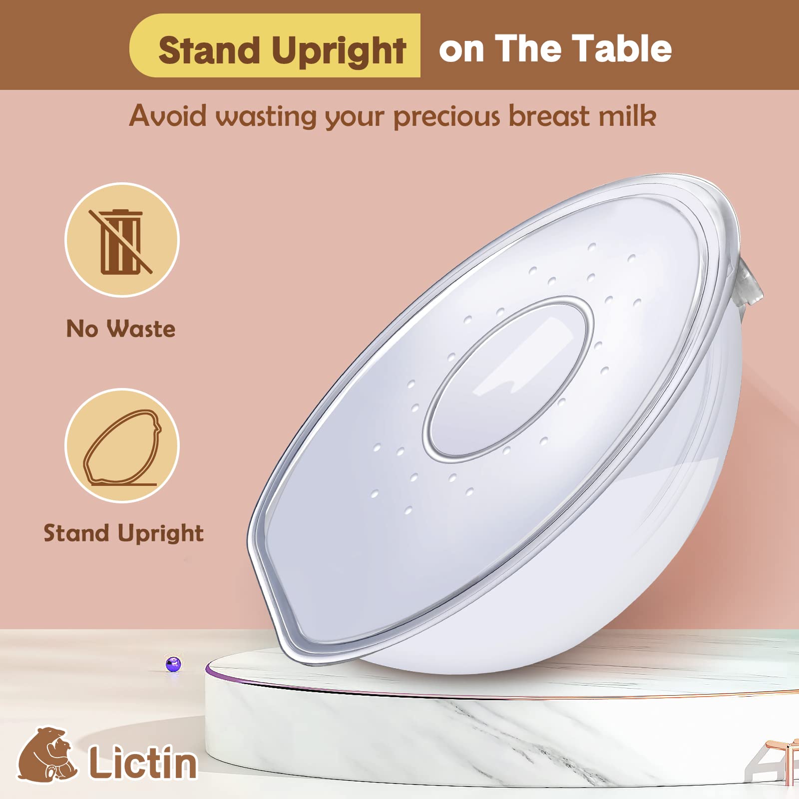 Lictin Breast Shell Breastmilk Collector for Breastfeeding 2 Pcs Silicone Breast Pad Nursing Cup Milk Saver for Nursing Moms Protect Sore Nipples Soft and Reusable with 20 Breast Milk Storage Bags