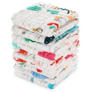 qioo 10 pack muslin baby washcloths size 10"x10" multicolor