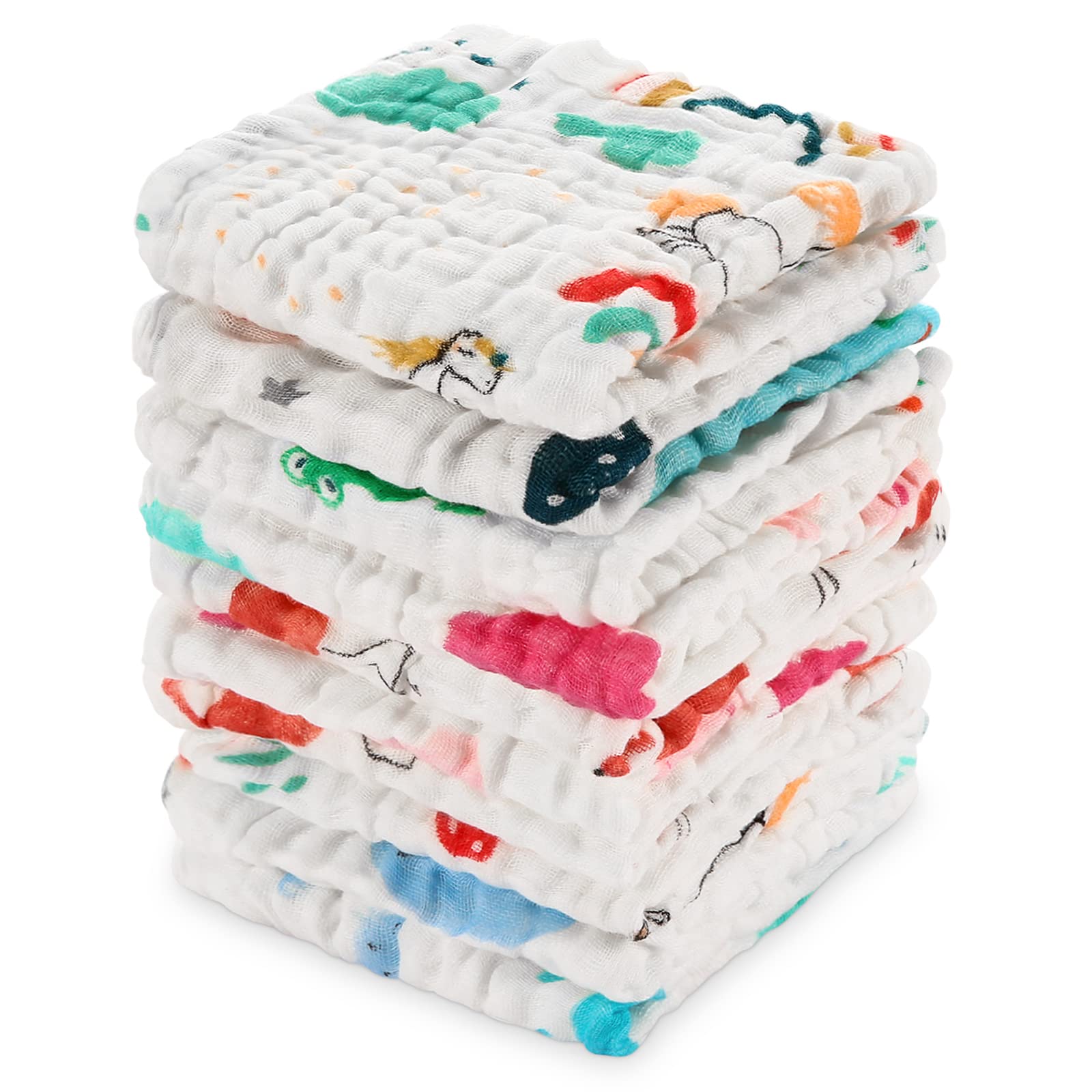 Qioo 10 Pack Muslin Baby Washcloths Size 10"x10" Multicolor