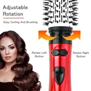 Hot Air Brush Styler and Dryer,Rotating Hair Dryer Brush for Salon at Home,2-in-1 Electric Rotating Hair Curlyer Comb for Stylish Vibrant Curly Hair (Red)…