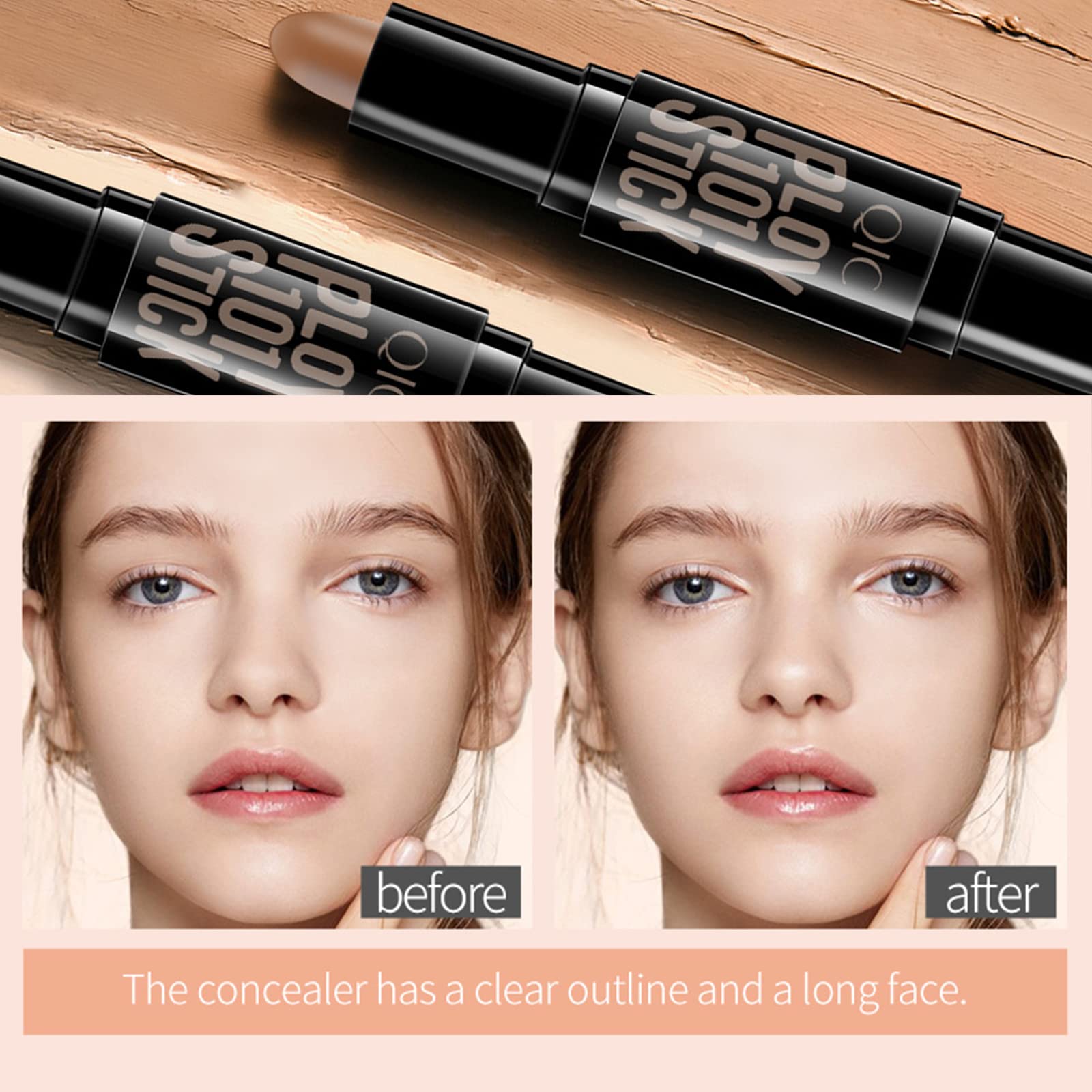 Highlight Contour Stick, 2 in 1 Makeup Shading Stick, Face Highlighters Sticks, Concealer Contour Highlighter Stick,Cruelty Free Makeup,double-end face concealer contouring sticks cream (02)