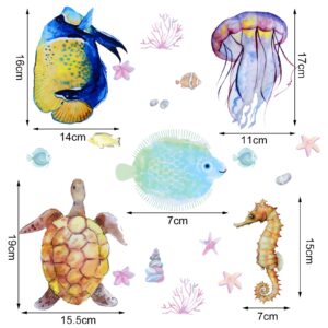 116 Pieces Glow in The Dark Under Ocean Wall Decals Sea Life Animals Wall Stickers Kids Wall Decals Removable Waterproof Peel and Stick for Boys Kids Bathroom