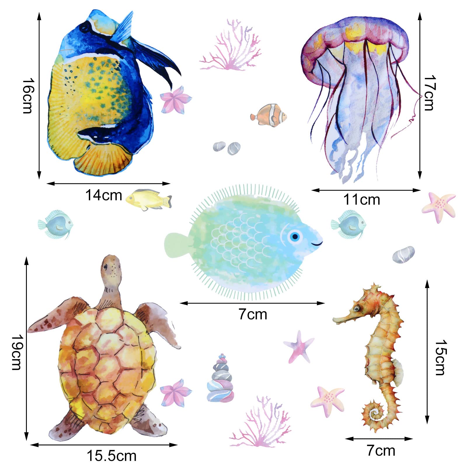 116 Pieces Glow in The Dark Under Ocean Wall Decals Sea Life Animals Wall Stickers Kids Wall Decals Removable Waterproof Peel and Stick for Boys Kids Bathroom