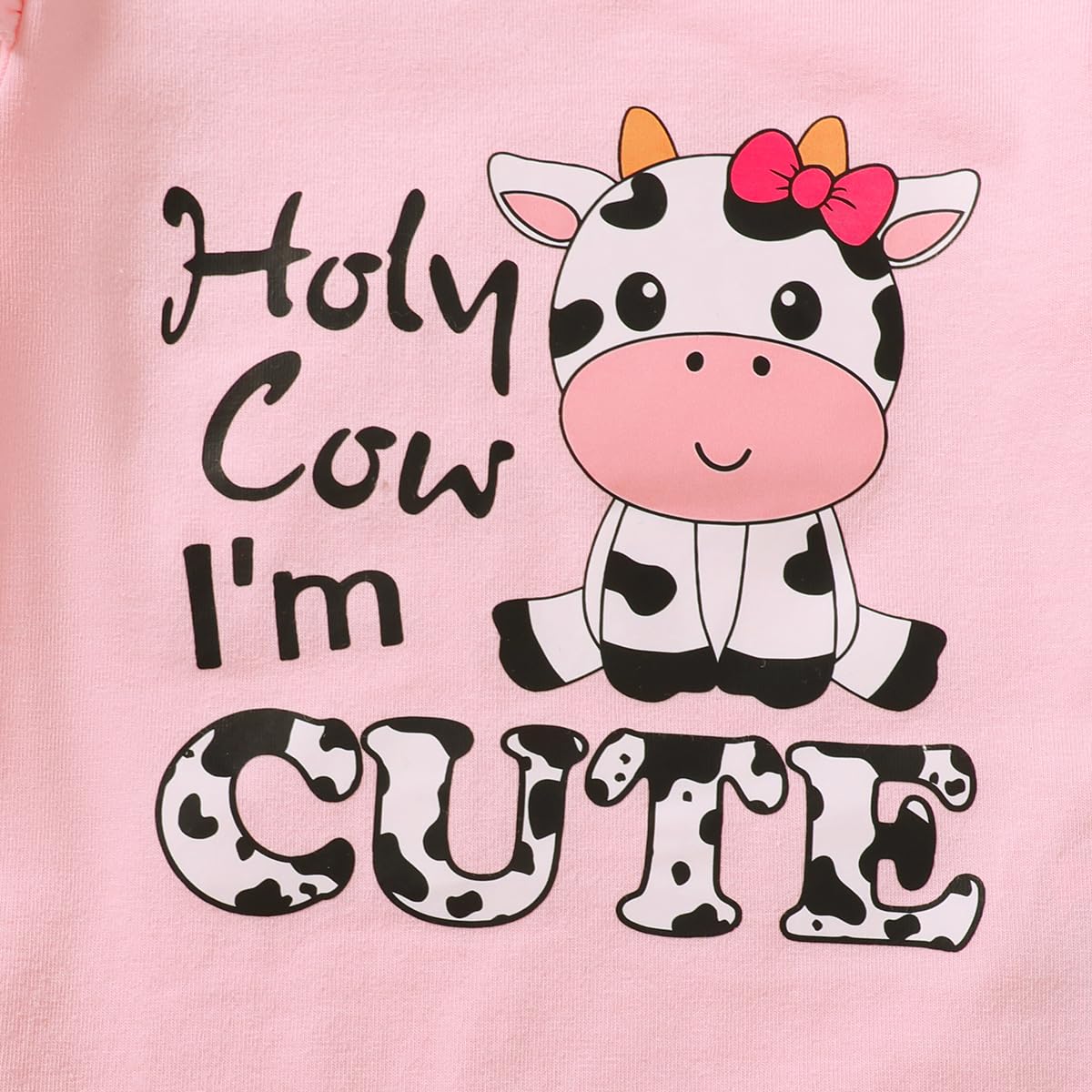 Detigee Baby Girl Cow Print Outfit Newborn Coming Home Bodysuit Baby Bell Bottom Outfit (Black,0-3 Months)