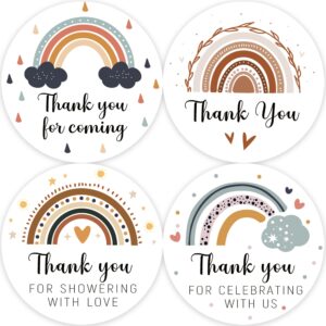 80 baby shower thank you stickers, rainbow birthday party favor labels, rainbow themed bridal shower wedding favor decorations