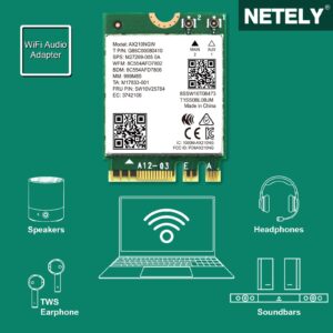 NETELY WiFi 6E AX210NGW 5400Mbps Tri-band NGFF M2 Interface WiFi Adapter with Bluetooth 5.2 for Windows 10 11 64bit Laptop PCs, 2.4GHz 574Mbps 5GHz 2400Mbps 6GHz 2400Mbps for Gaming (WiFi 6E AX210NGW)