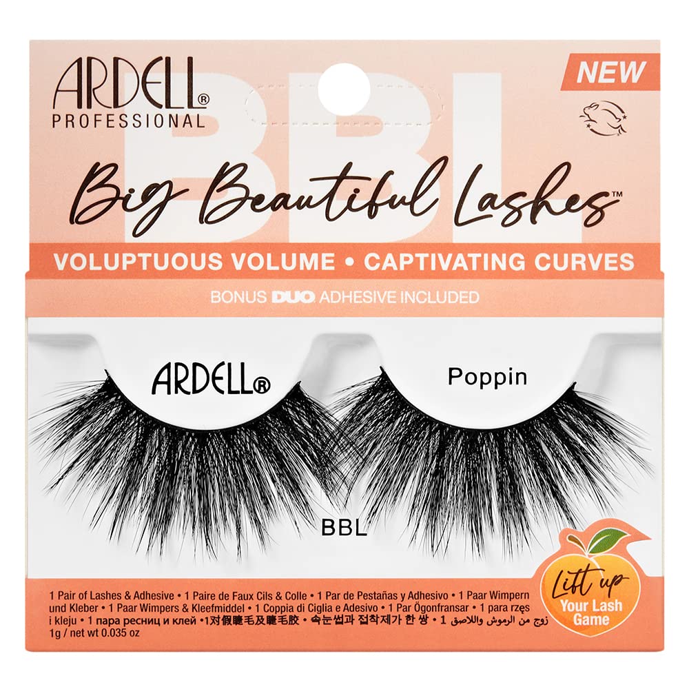 Ardell BBL Big Beautiful Lashes 971 Poppin, with DUO Clear Adhesive, 1 pack