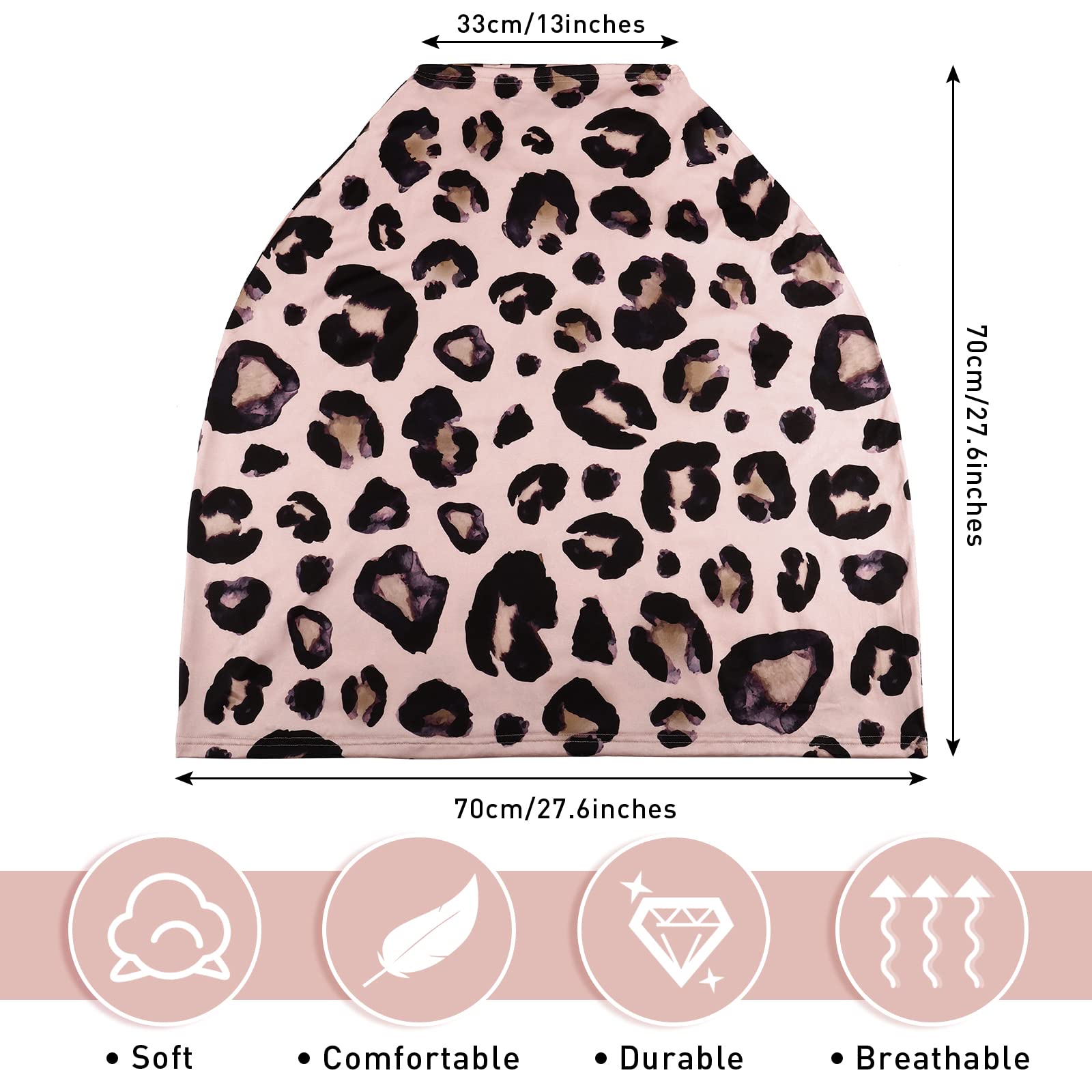 Stretchy Baby Car Seat Cover Baby Car Seat Canopy Nursing Cover Carseat Canopy for Babies Breastfeeding and Car Seat Multi Use Shopping Cart High Chair Cover (Leopard Style)