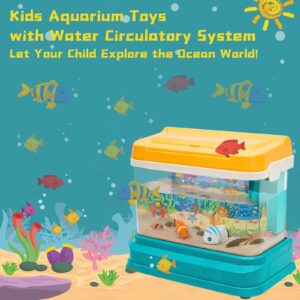 Aquarium Fishing Toy for Kids, Fishing Game Toy for Toddlers with Light and Music, Mini Kids Aquarium Toy Gift for Boys and Girls