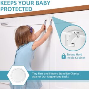 Dyoac Magnetic Cabinet Locks Baby Proofing Children's Invisible Lock for Cabinets, Doors, Drawers - Easy to Install Children Proofing (4 Locks and 1 Key)