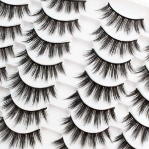 14 Pairs False lashes 3D Faux Mink Eyelashes Fluffy Lashes Natural Look Fake Eyelashes Handmade Reusable Strip Lashes Costume Eyelashes