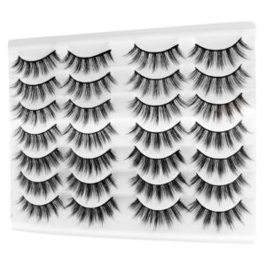 14 Pairs False lashes 3D Faux Mink Eyelashes Fluffy Lashes Natural Look Fake Eyelashes Handmade Reusable Strip Lashes Costume Eyelashes