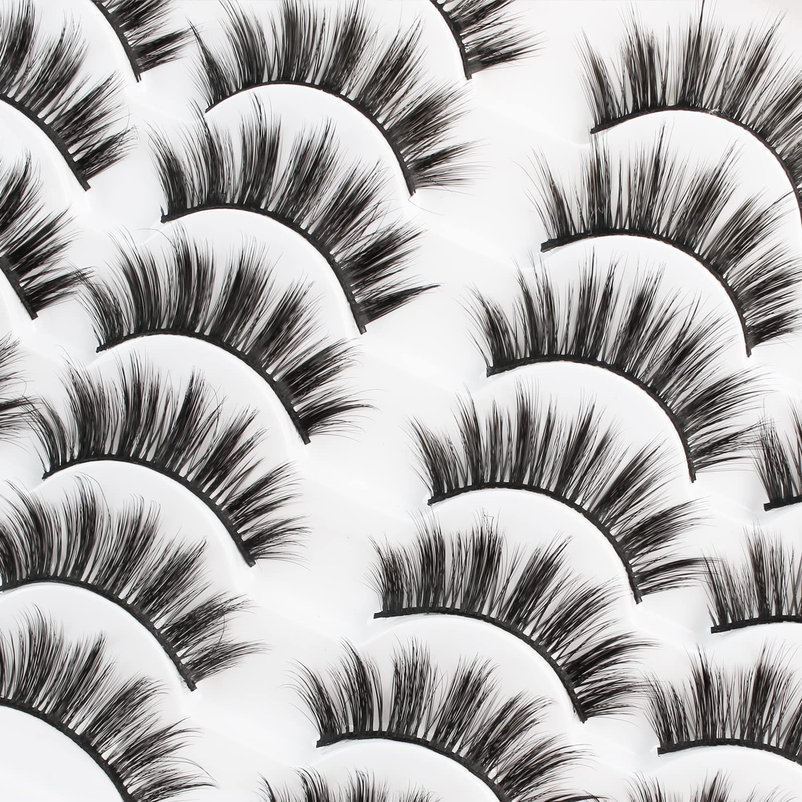 14 Pairs False lashes 3D Faux Mink Eyelashes Fluffy Lashes Natural Look Fake Eyelashes Handmade Reusable Strip Lashes Costume Eyelashes