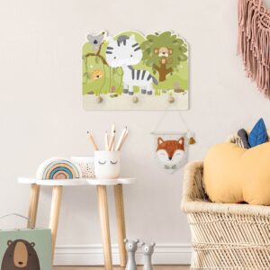 Bilderwelten Children's coat rack - Baby Zebra in der Savanne, Dimension HxW: 11.81x15.74 in.