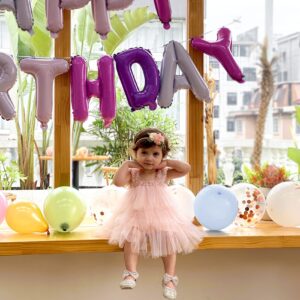 First Birthday Outfits for Baby Girl,Toddler Girls Fancy Tulle Flower Girl Tutu Dress for Wedding Guest 1st Birthday Photoshoot Blush Pink