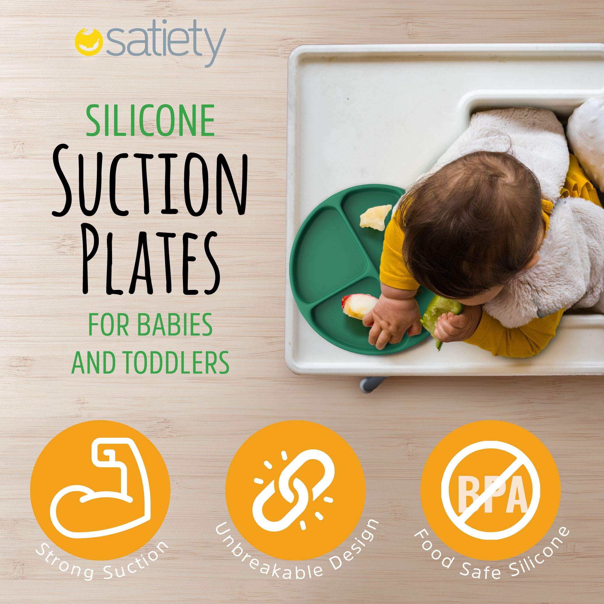 Toddler Plates Suction Plates for Baby Silicone Baby Plates 100% Food-Grade Silicone, First Stage toddler plate with Suction Feeding Supplies for Kids, Microwave & Dishwasher Safe Light Blue