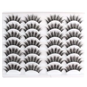 14 Pairs False lashes 3D Faux Mink Eyelashes Fluffy Lashes Natural Look Fake Eyelashes Handmade Reusable Strip Lashes Costume Eyelashes