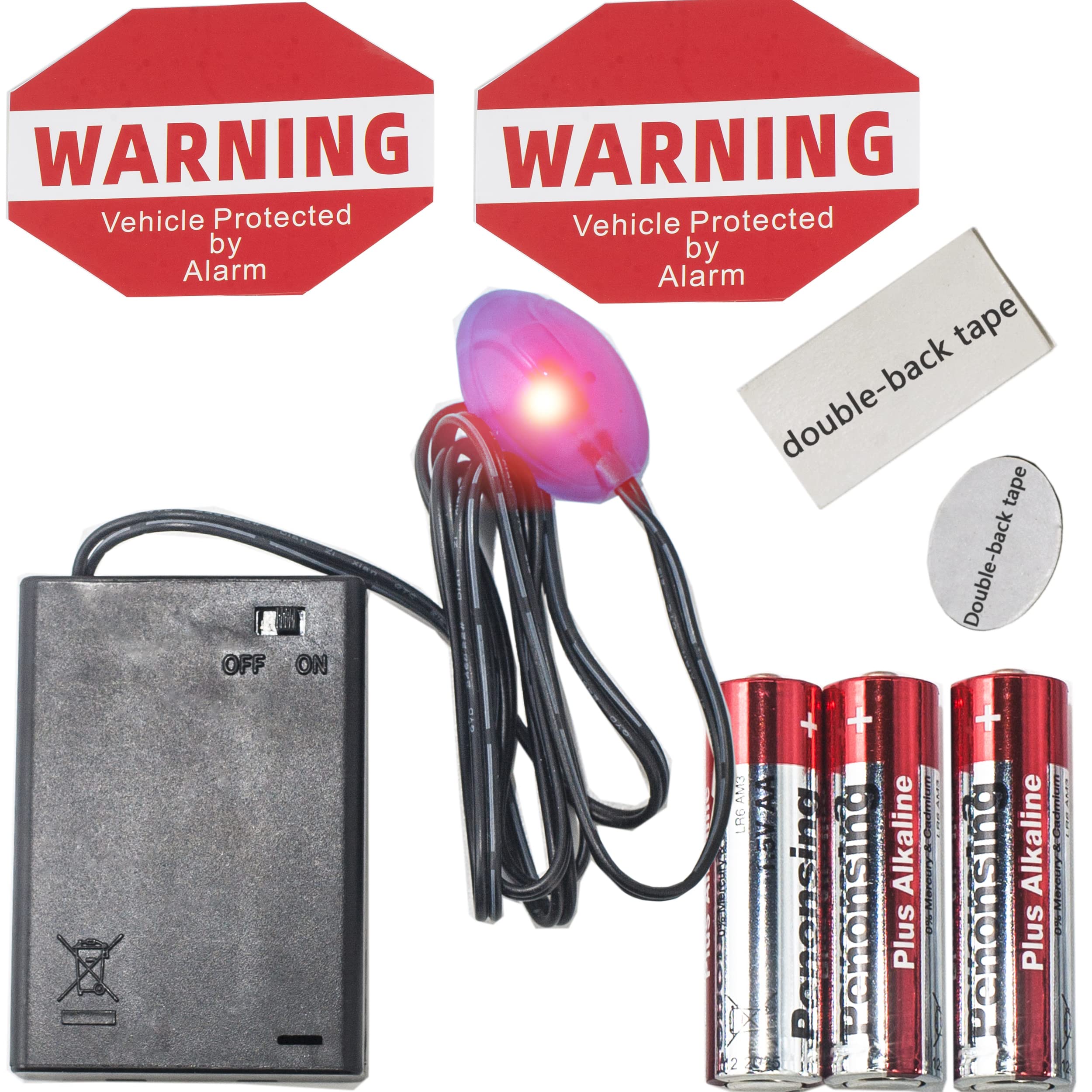 Fake Car Alarm, Dummy Car Alarm,(Batteries Included) Red LED Light Simulate Imitation Security System, Warning Anti-Theft Flash Blinking Lamp,1Pack