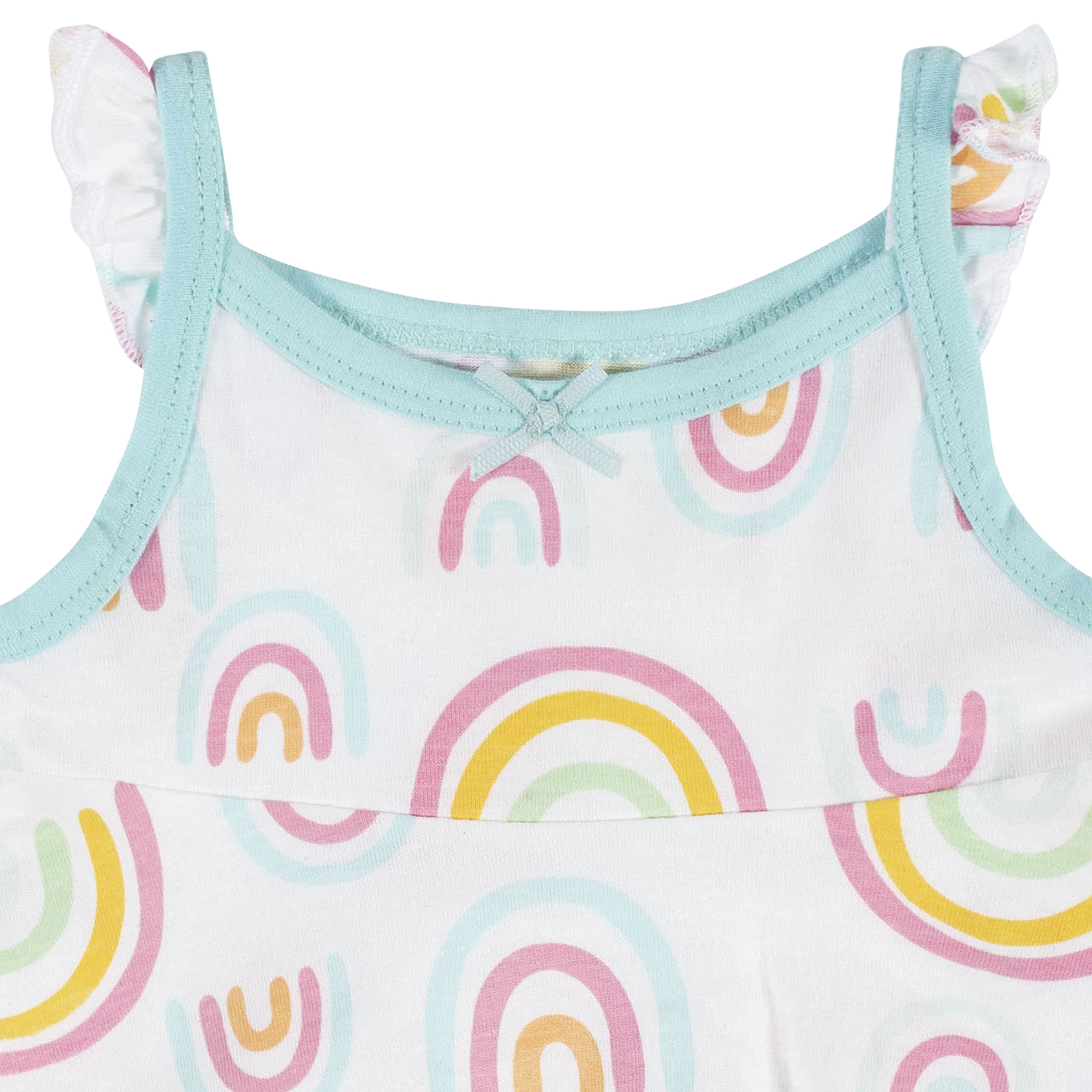 Gerber Baby Girls' 3-Piece Sundress, Diaper Cover and Hat Set, Rainbow Print, 6-9 Months