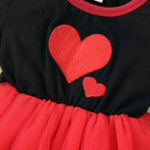 GUMEMO Valentine's Day Kids Toddler Baby Girls Mother's Day Birthday Dress Outfit Long Sleeve Princess Party Tutu Skirt Dress Playwear Clothes (3-4 Years, Black+Red)