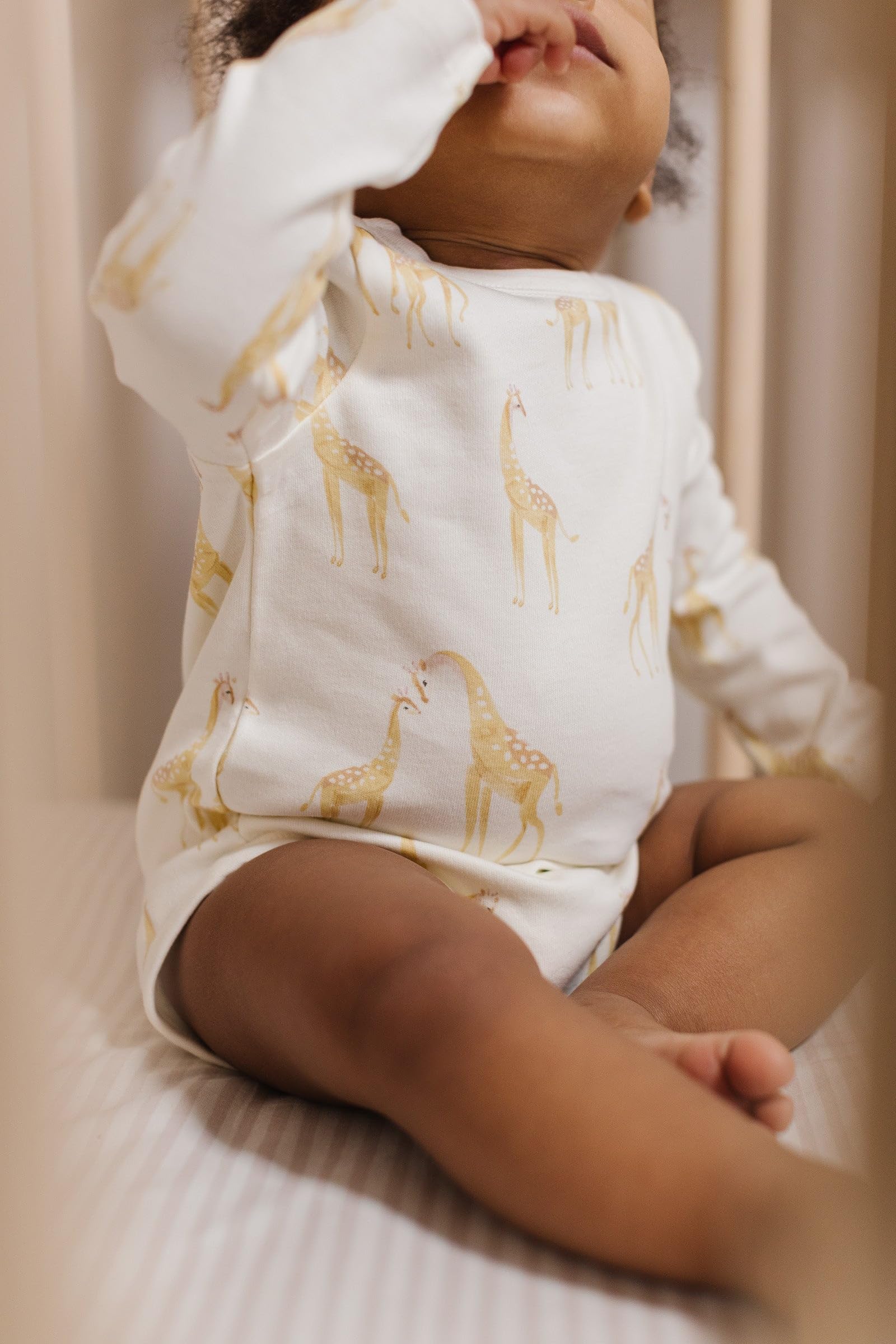 PEHR Shoulder Snap One-Piece Giraffe / 0-3 mos., Marigold