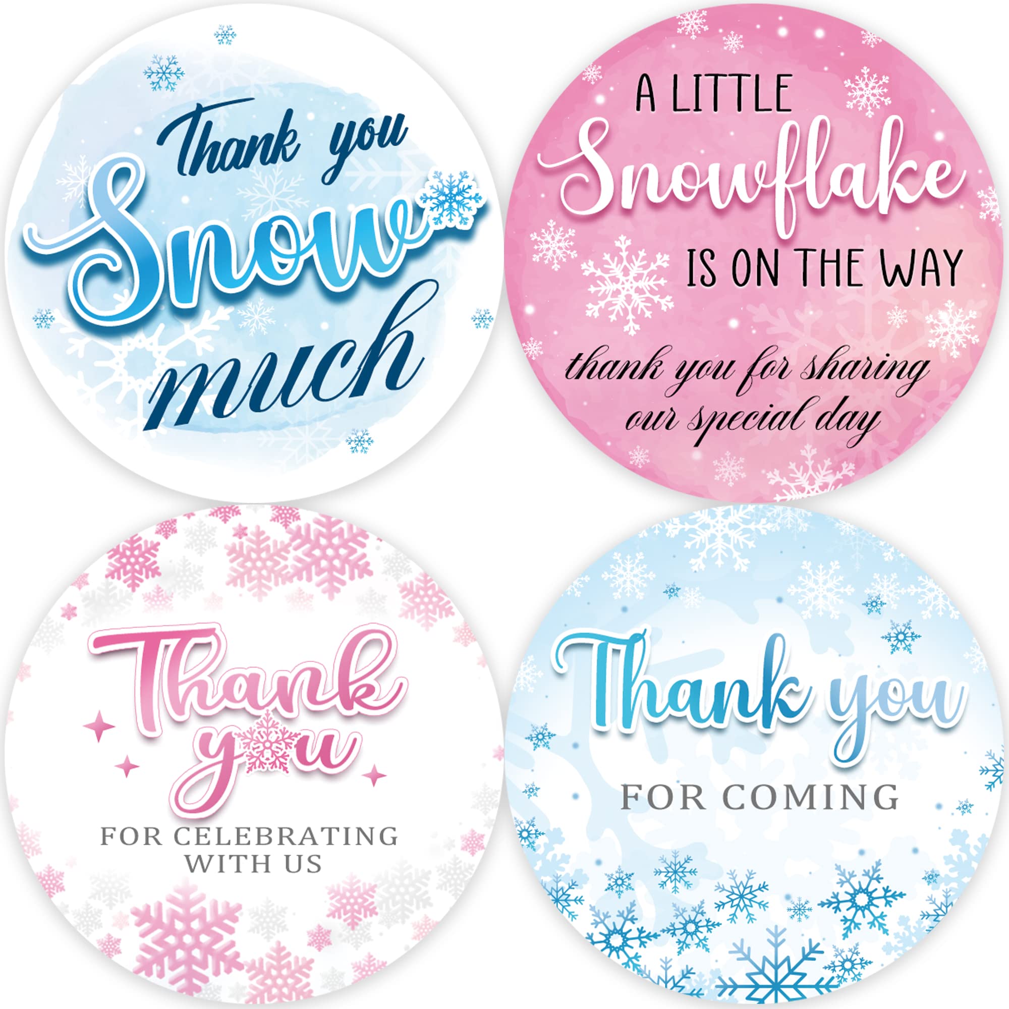 80 Little Snowflake Thank You stickers, Frozen Party Thank You Snow Much Stickers, Winter Wonderland Baby Shower Party Favor Labels