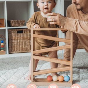 Montessori Ball Tracker Wooden Ball Drop - Wood Toys for 3 Year Old - Educational Toy for Baby and Toddler - Ball Ramp Maze Run Track - Baby Ball Drop Toy - First Birthday Gift 18 Months