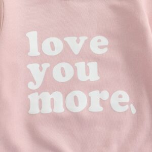 Toddler Baby Boy Girl Crewneck Sweatshirt Top,Infant Love You More Shirt,Unisex Baby Valentine 's Day Clothes (B Pink, 3-4 Years)