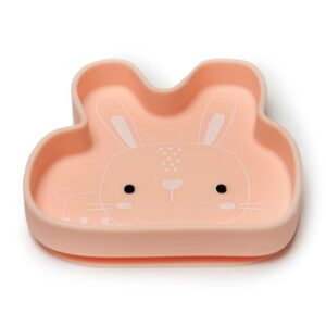 Loulou Lollipop Toddler Silicone Suction Snack Plate, Learning Fork and Spoon Set (Bunny)